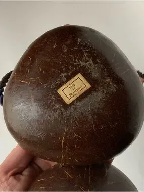 Accessories | Vintage Handpainted Coconut Shell Purse With Blue Eyes ...